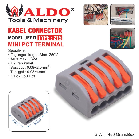 Jual KABEL KONEKTOR JEPIT 215 / MINI PCT TERMINAL / KONEKTOR KABEL / COMPACT LEVER CAGE CLAMP ...