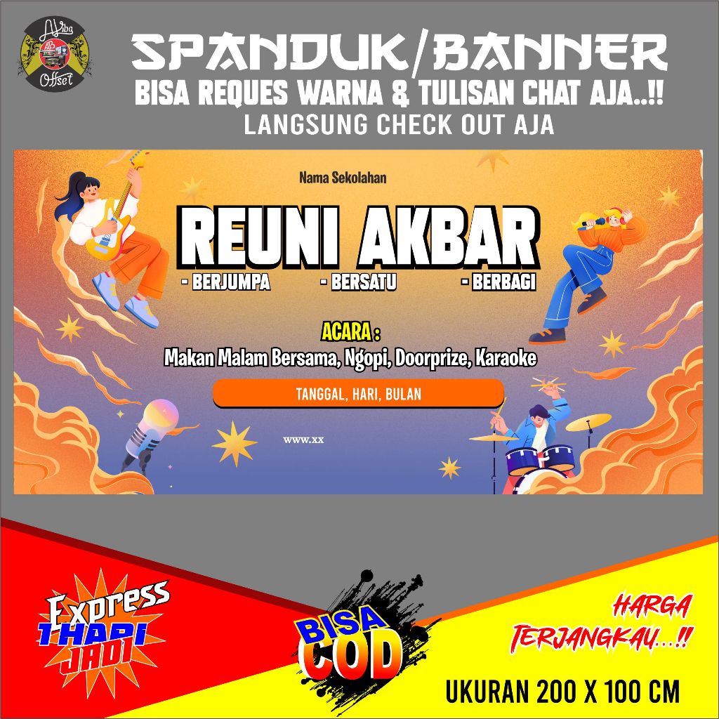 Jual SPANDUK REUNI AKBAR / PENTAS SENI UKURAN 200X100CM | Shopee Indonesia