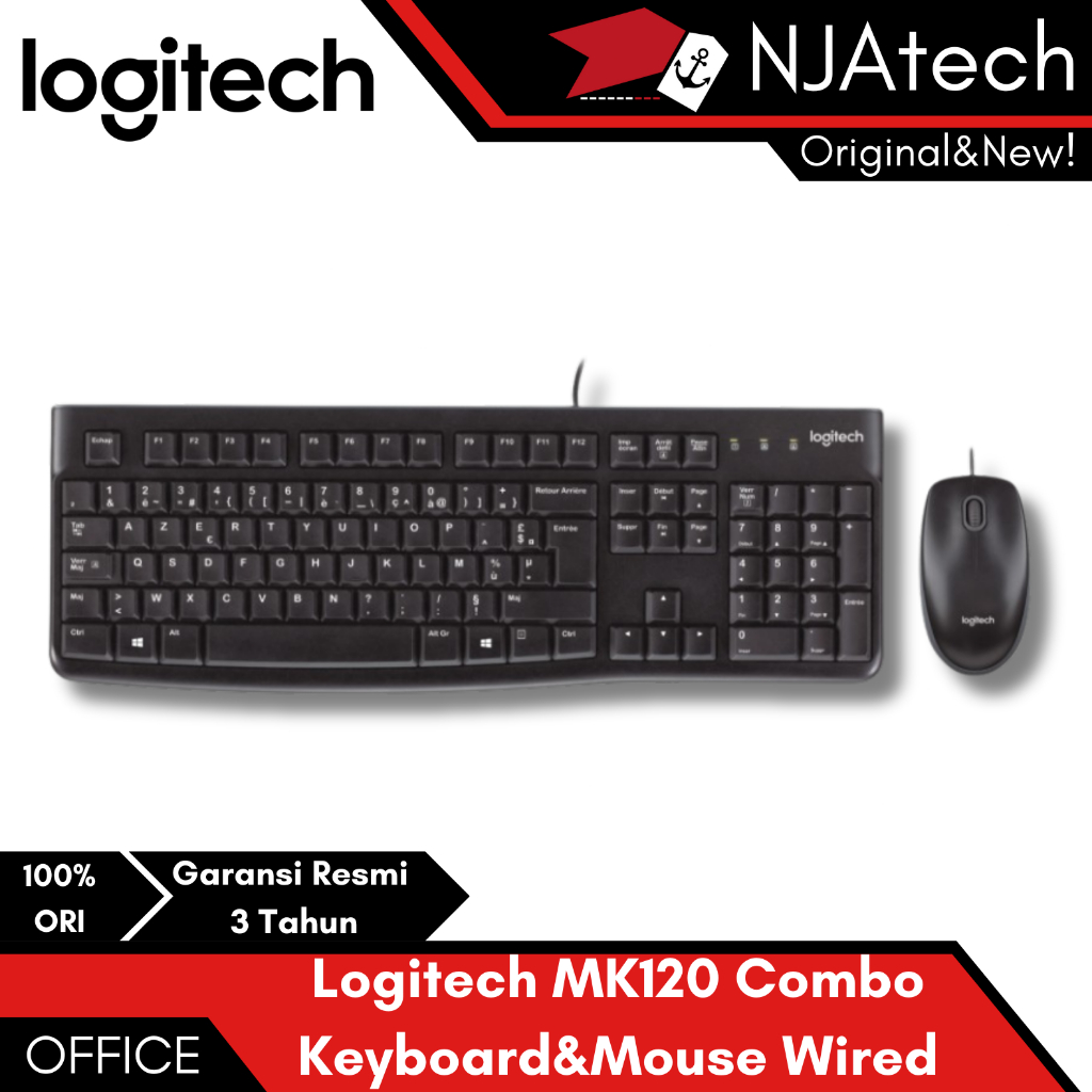 Jual Logitech MK120 Combo Keyboard dan Mouse Kabel USB Wired | Shopee Indonesia