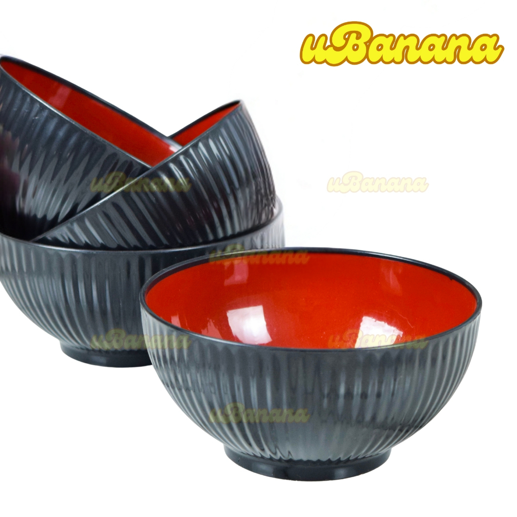 Jual Mangkok Ramen Jepang Hitam Merah Plastik / Mangkuk Mi bakso ...