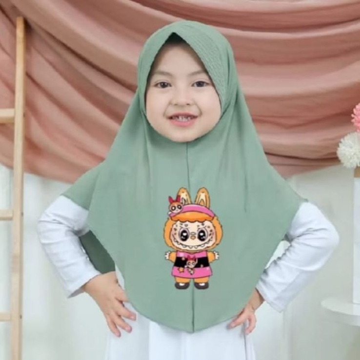Jual Hijab Instan Anak Labubu Jersey Premium/Hijab LABUBU ANAK/Hijab ...