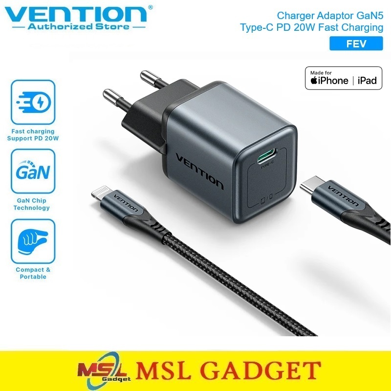 Jual Vention Charger iPhone 20W USB Type C PPS PD Fast Charging | Shopee Indonesia