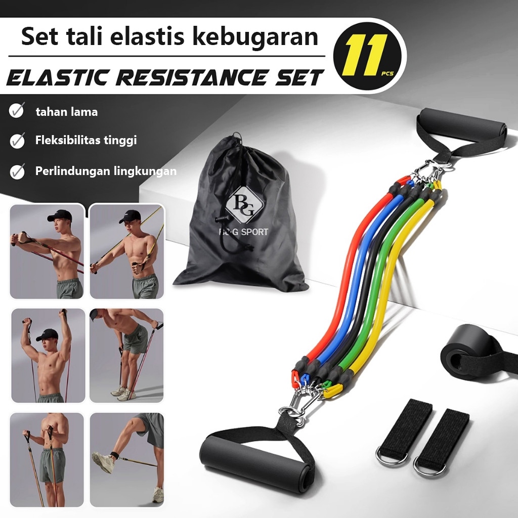 Jual Stella Resistance Band 11 Pcs Set Tali Tarik Karet Gym Yoga ...