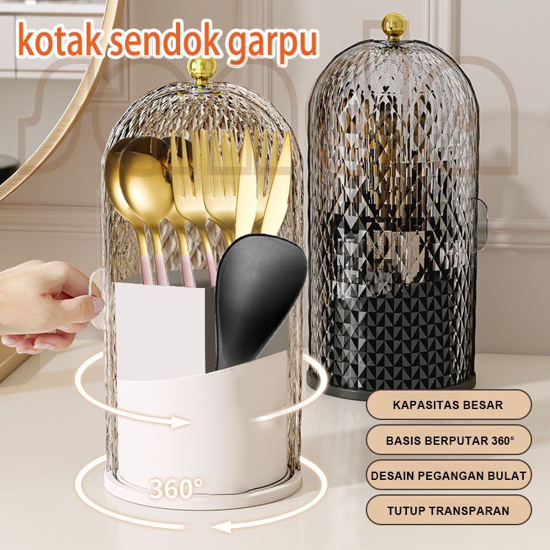 Jual wadah sendok Tempat Sendok Garpu Berputar Wadah Penyimpanan Alat ...