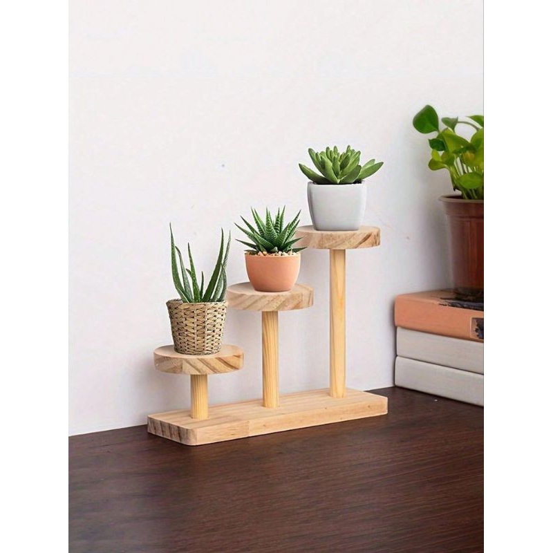 Jual Rak display pot bunga tiga tingkat alas kotak kayu jati natural ...