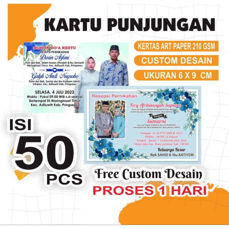 Jual (COD 50 PCS)KARTU PUNJUNGAN HAJATAN/KARTU RANTANG/KEPLEK/UNDANGAN ...