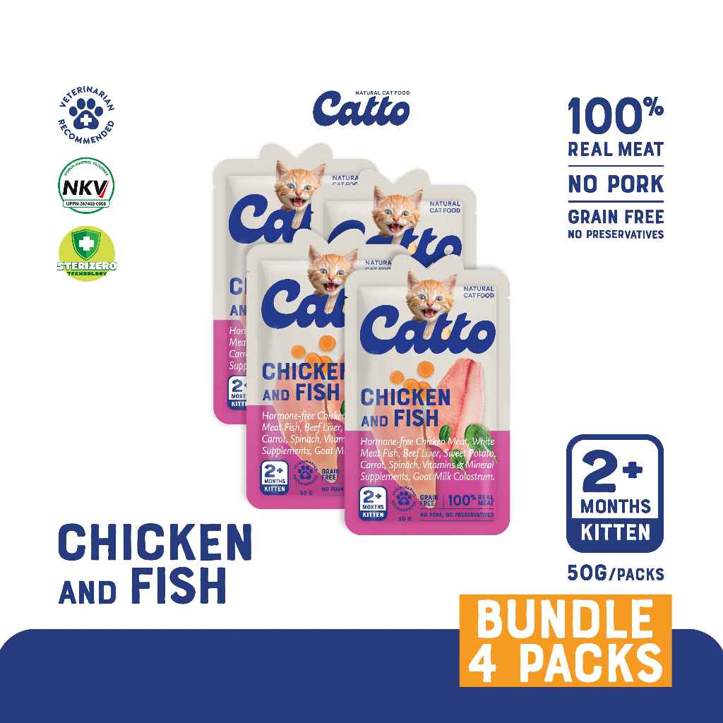 Jual Catto Makanan Anak Kucing Basah Natural Wet Cat Food - Bundle ...