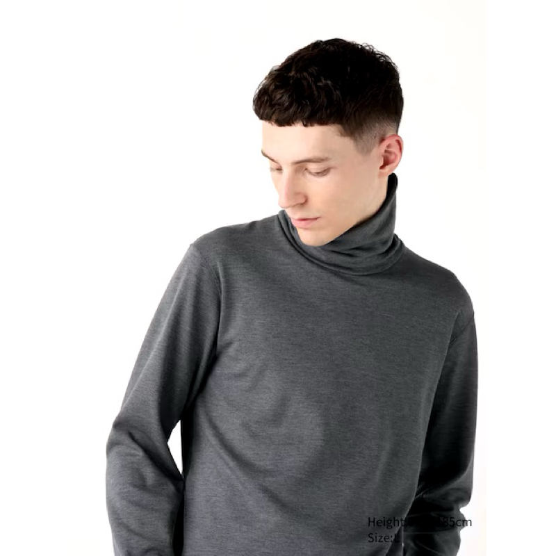 Jual MEN HEATTECH Ultra Hangat T-Shirt Kerah Tinggi | Lengan Panjang ...