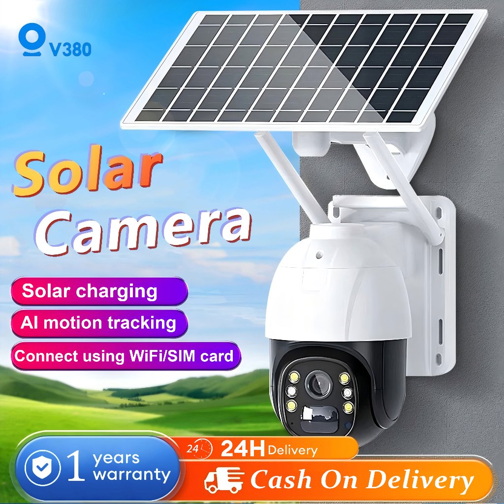 Jual Solar CCTV V380 pro Outdoor WiFi CCTV / 4G SIM camera 8MP ...