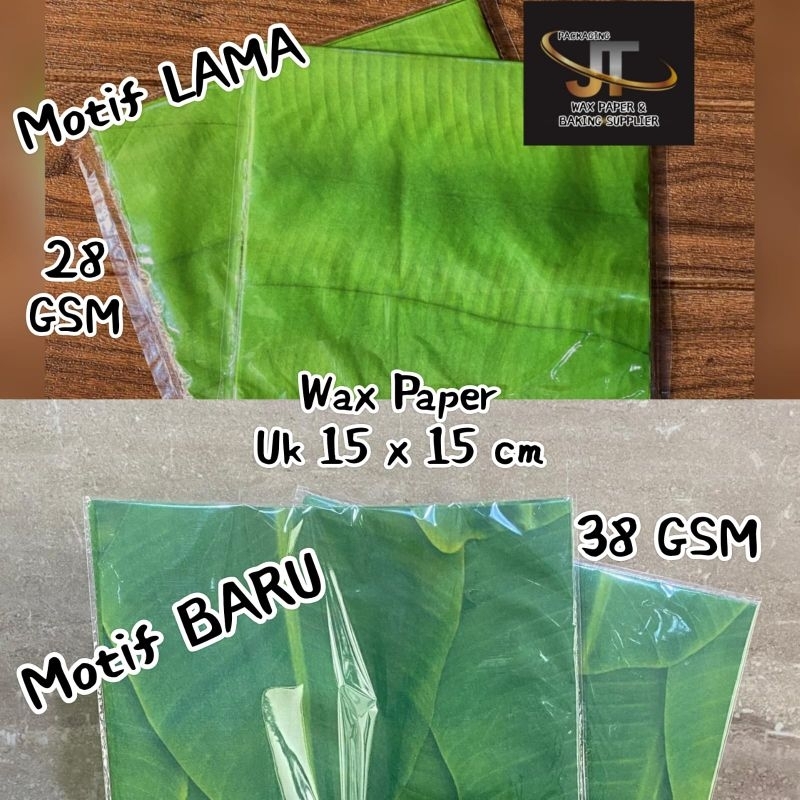 Jual Wax Paper / Kertas Baking Laminasi Motif DAUN PISANG Uk 15 x 15 cm ...