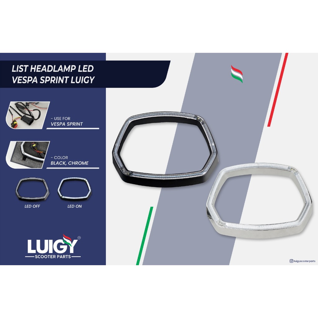 Jual List Headlamp LED Luigy Black For vespa Sprint | Shopee Indonesia