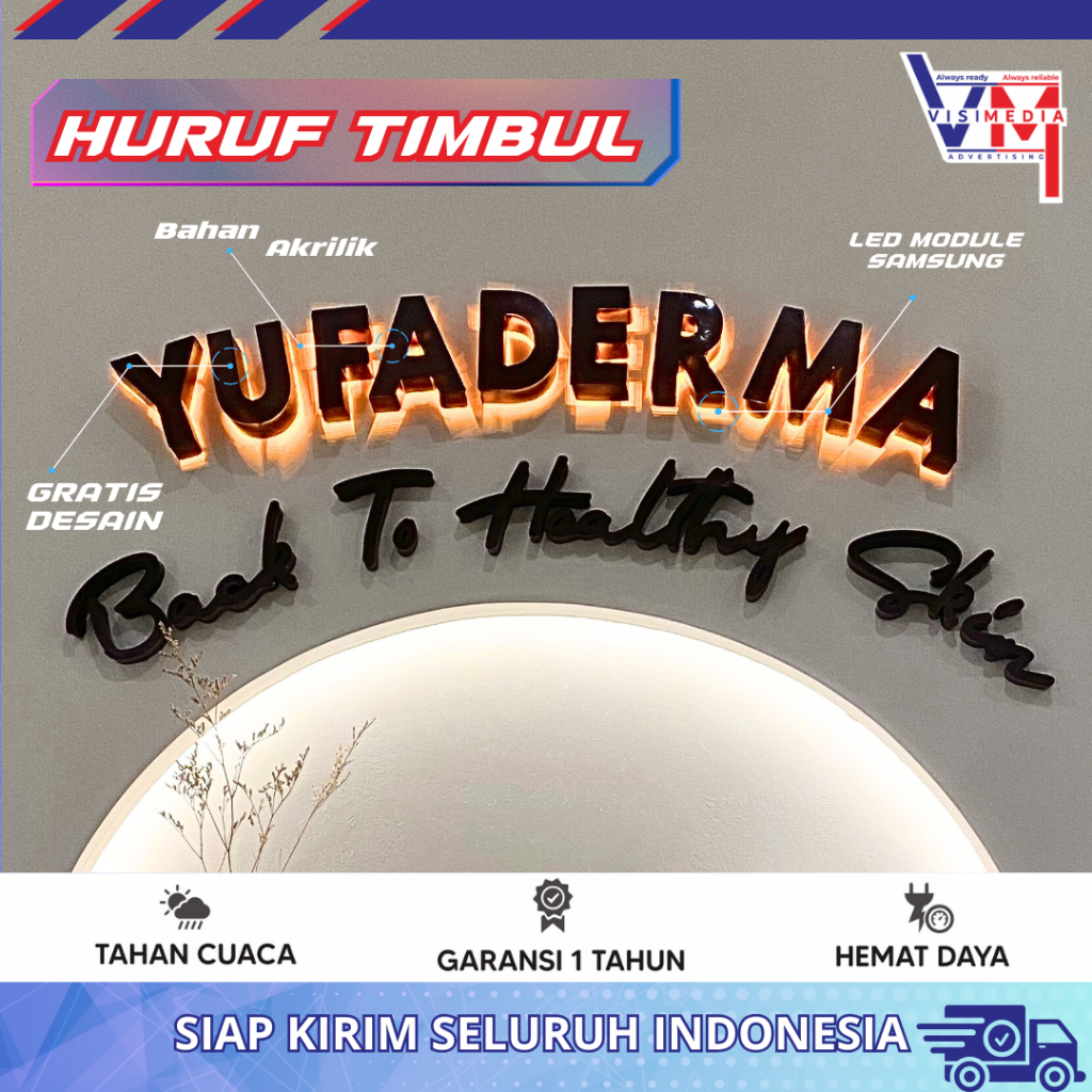 Jual Free Desain Huruf Timbul Akrilik Custom LED Backlight Custom ...