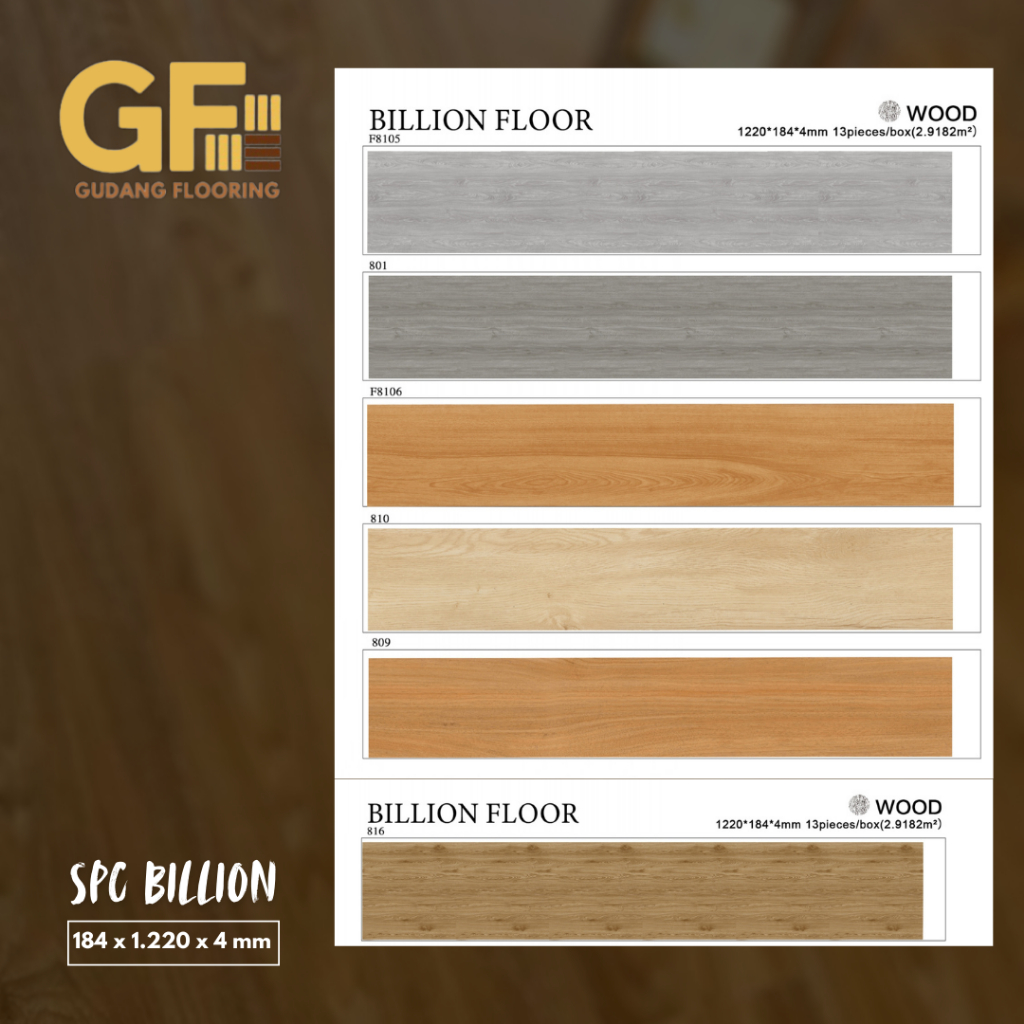 Jual SPC BILLION | Lantai Vinyl SPC 4mm | Vinyl SPC Flooring | Shopee Indonesia