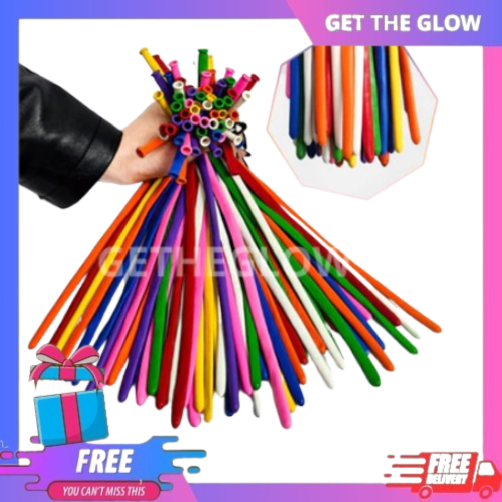 Jual (FREE GIFT RANDOM) Balon Latex Twist Doff Tebal Warna Warni Isi ...