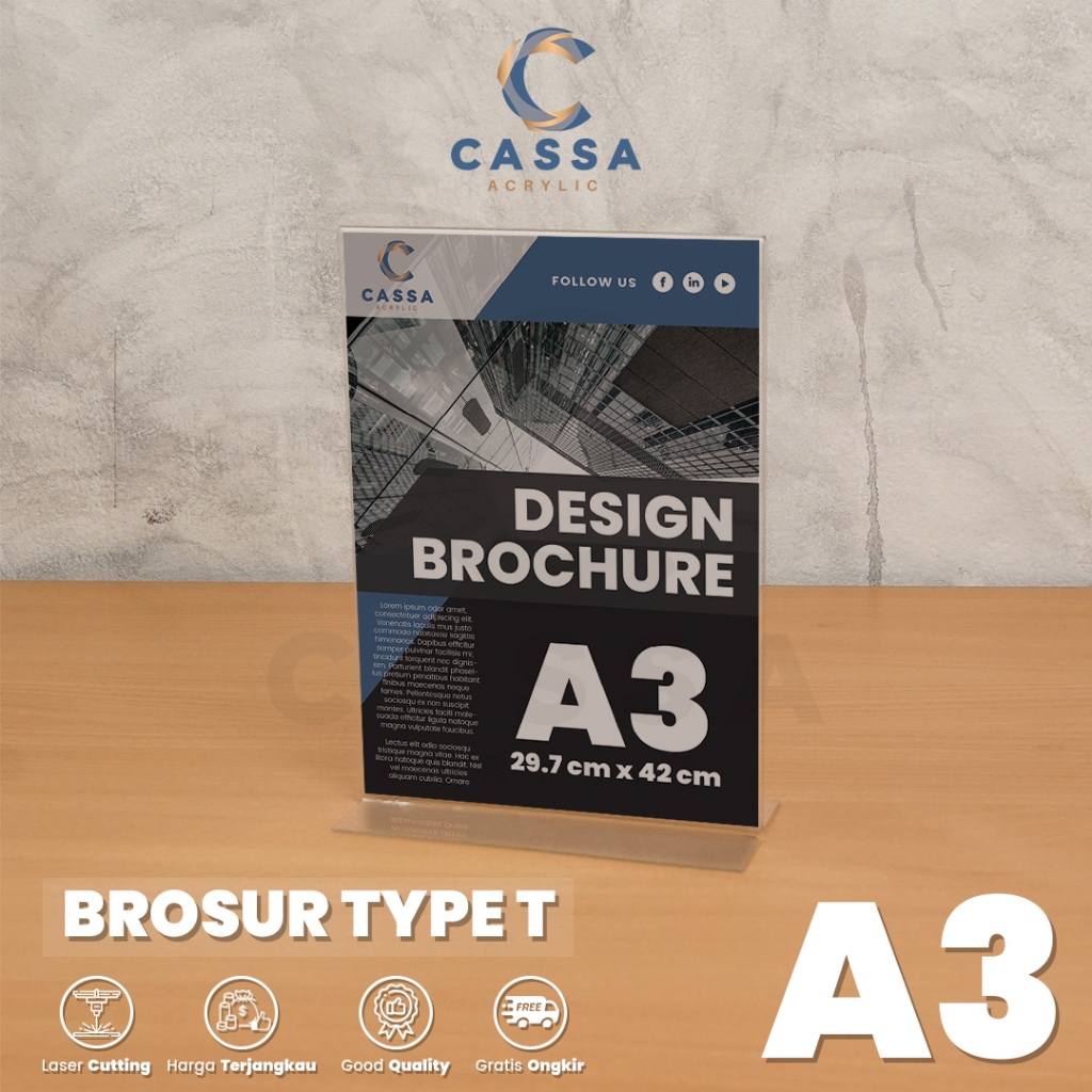 Jual Tempat Brosur A3 Potrait 2mm 2 Sisi / Tent Holder / Akrilik ...