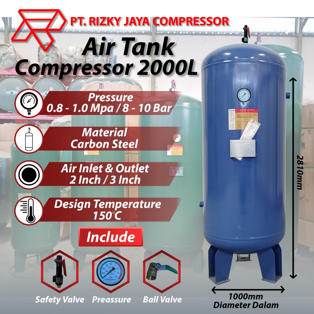 Jual Tangki angin 2000 liter RJC Air Tank 2000 liter tabung kompresor ...
