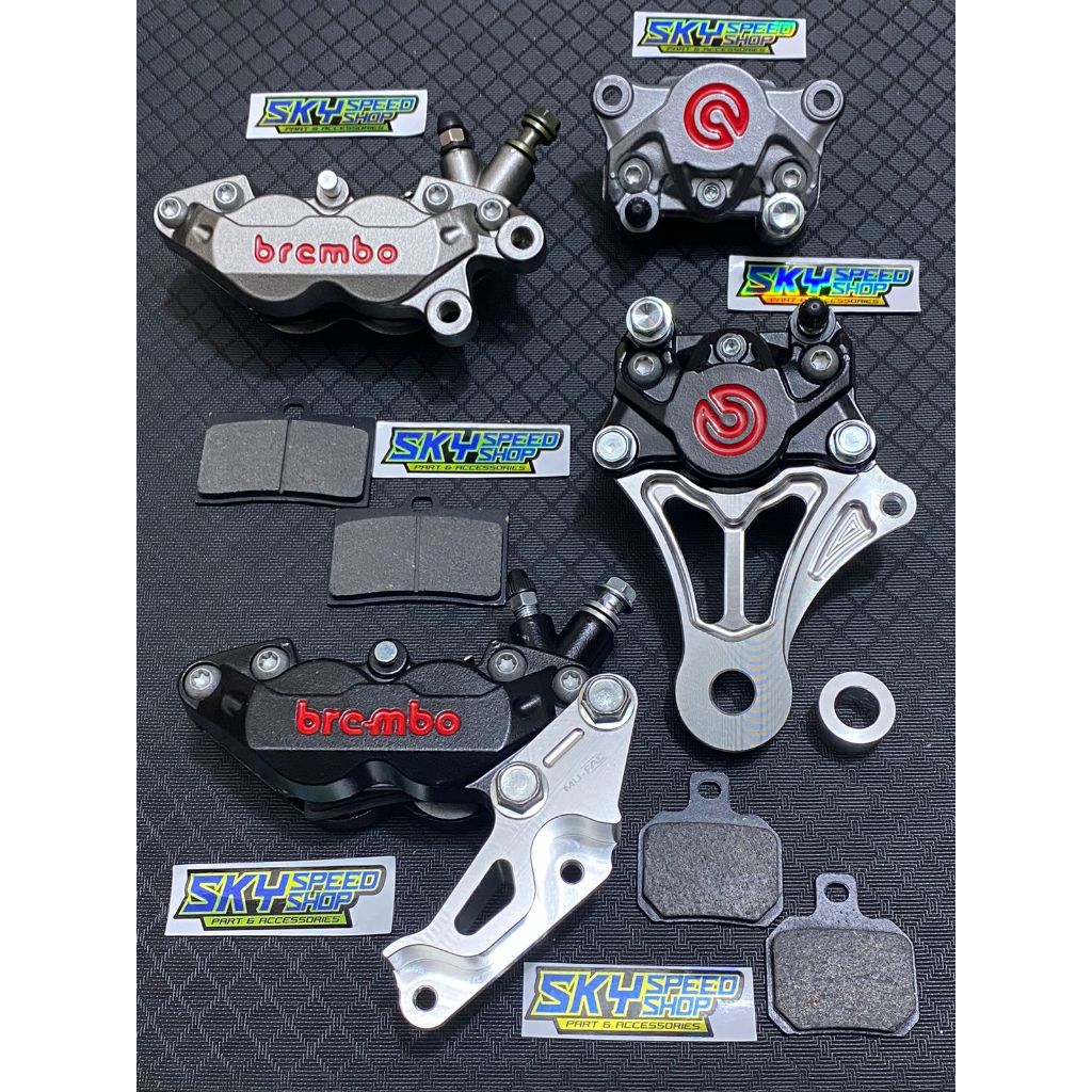 Jual PAKET MURAH KALIPER SET BREKET SATRIA HIU TAK 300 MM BIGPOT 4 PISTON 2 PISTON BIG LOGO 4P ...