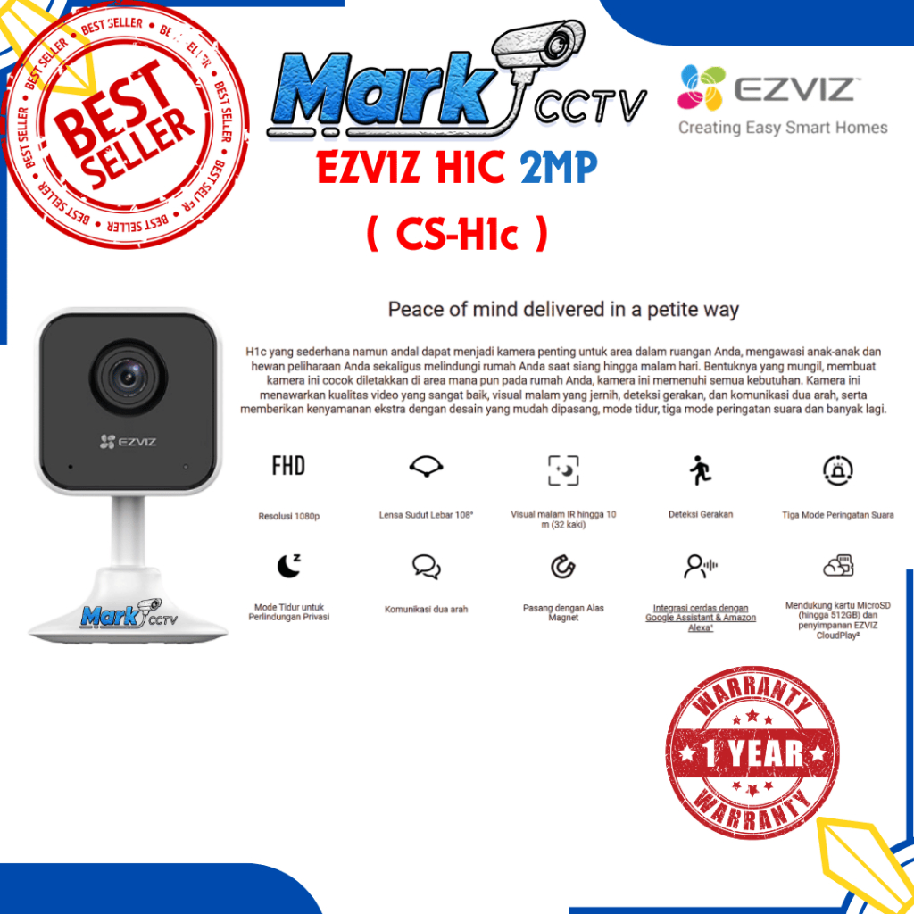 Jual EZVIZ H1C 2MP IP Cam wireless Paket Camera CCTV Wifi By Hikvision ...