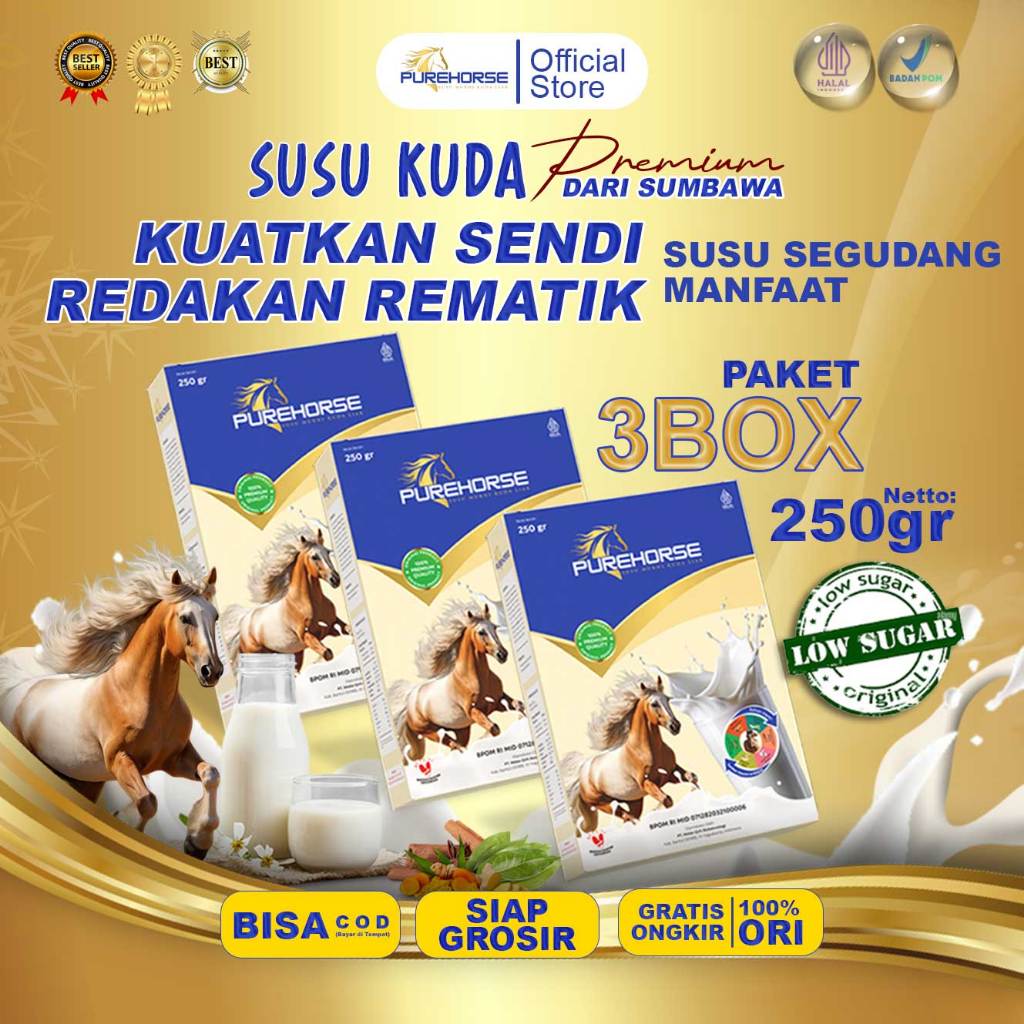 Jual Purehorse Susu Kuda Liar Sumbawa Asli 100% 250gram/Box Paket 3 ...