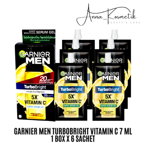 Jual Garnier Men Super Serum Gel Turbo Bright Perbox (isi 6 Sachet) 7mL | Shopee Indonesia