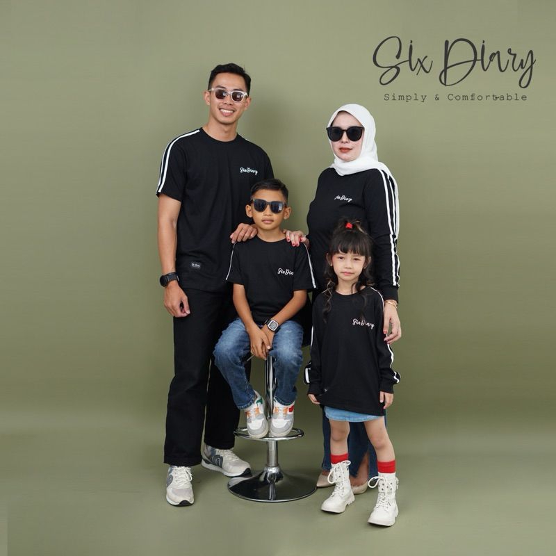 Jual Baju Atasan Set Family | Kaos Couple Keluarga Six Diary Original Terbaru Hitam Lis Putih ...