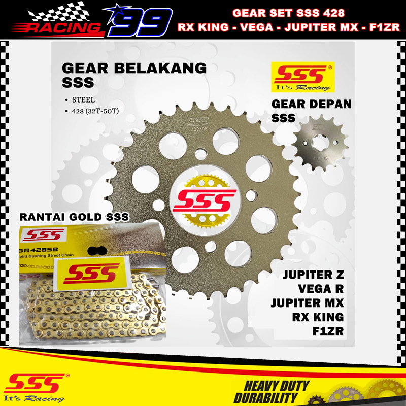 Jual GEAR SET SSS 428 RX KING/VEGA/JUPITER MX/F1ZR RANTAI GOLD SSS | Shopee Indonesia