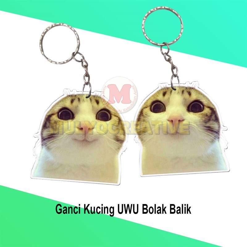 Jual Keychain Meme Kucing Uwu Akrilik Dua Sisi Ganci Gantungan Kunci ...