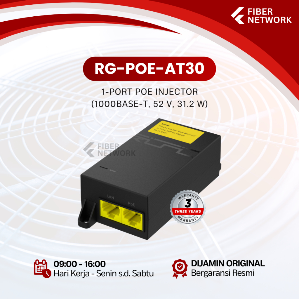 Jual RUIJIE RG-POE-AT30 1-port PoE adapter (1000Base-T, 52V, 31.2W) | Shopee Indonesia