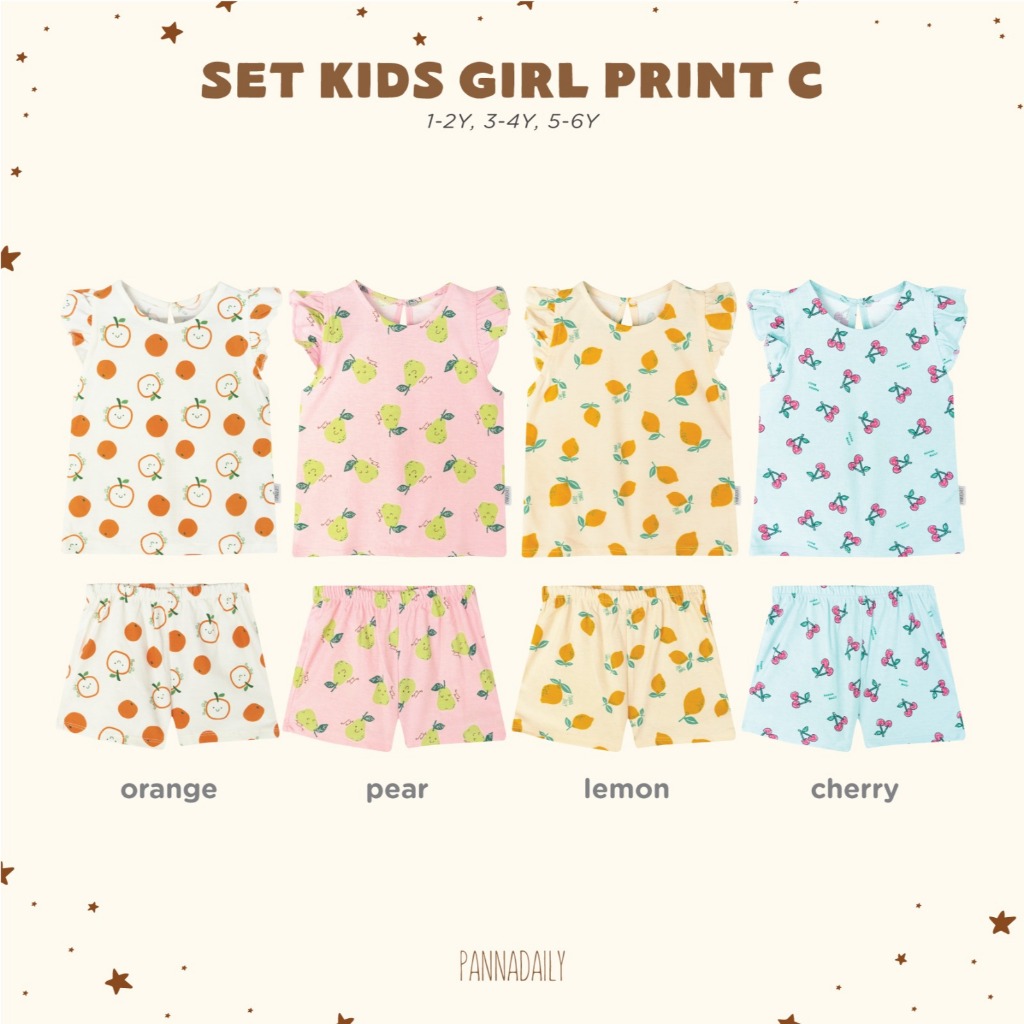 Jual PANNADAILY Panna Set Kids Girl Print C Fruits Bohopanna Boho Baby ...