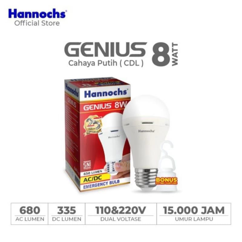 Jual Lampu Led emergency Hannochs GENIUS 8watt/bohlam emergency ...