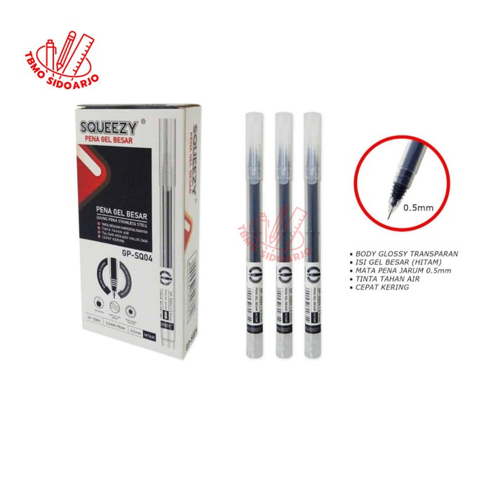 Jual TBMO ( 1 Pack ) Pulpen / Bolpoint Squeezy Gel Pen Besar 0.5mm GP ...