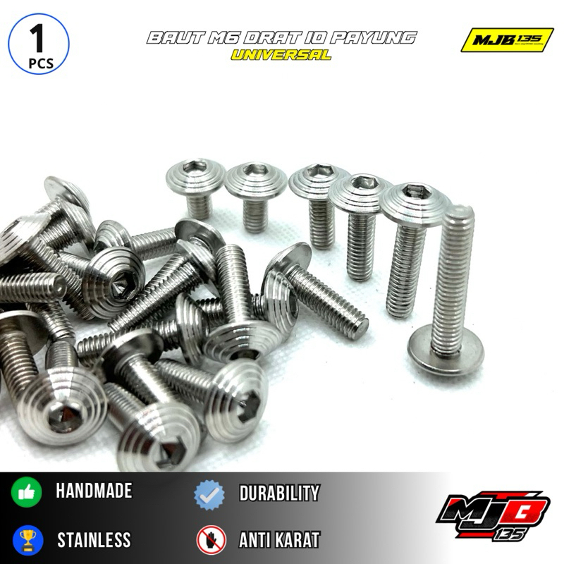 Jual BAUT DRAT 10 BAUT M6 PAYUNG COSTUM SPIRAL HANDMADE STENLIS ( 1PCS BAUT ) | Shopee Indonesia