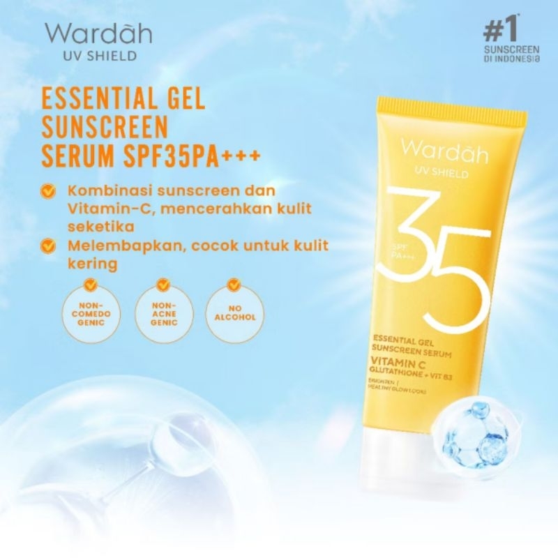 Jual Wardah UV Shield Essential Gel Sunscreen Serum SPF 35 40ML | Shopee Indonesia