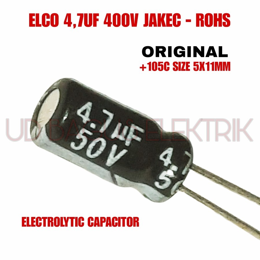 Jual 50X ELCO 4,7UF 50V JAKEC - ROSH KAPASITOR ELKO 4,7UF 50 VOLT ...