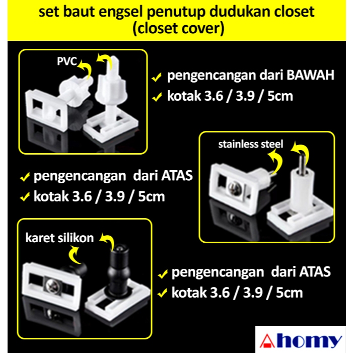 Jual Set mur baut sekrup engsel penutup dudukan closet closet cover ...