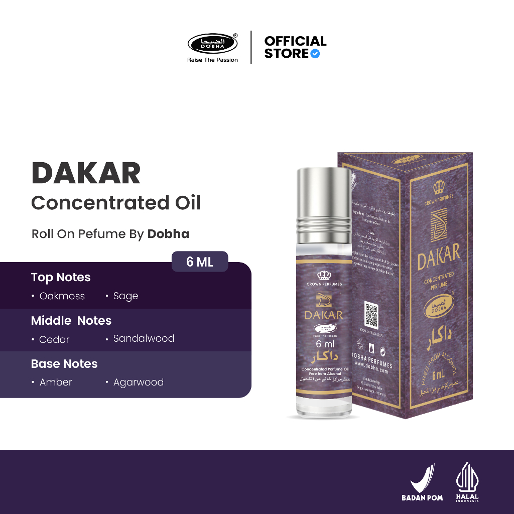 Jual Dobha Parfum DAKAR - Parfum Pria Roll On 6ML BPOM & Halal | Shopee ...