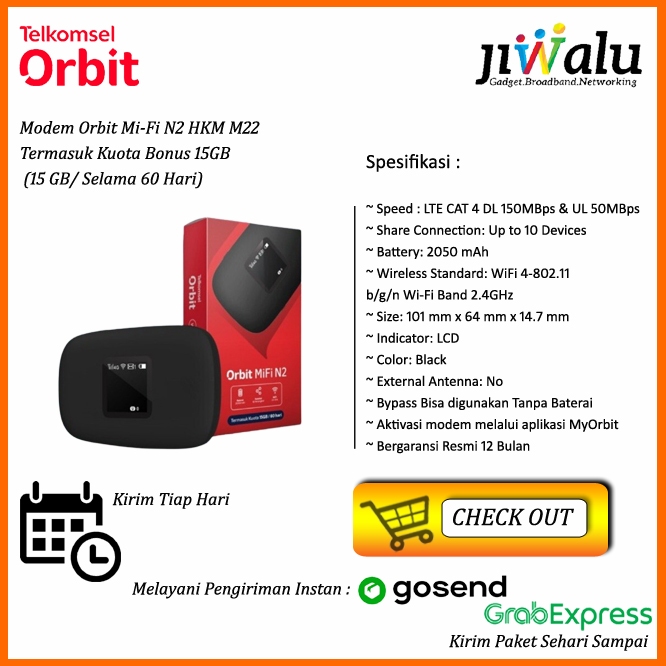 Jual Modem Orbit Mifi N2 HKM-M22 Modem Wifi 4G High Speed Free Data ...
