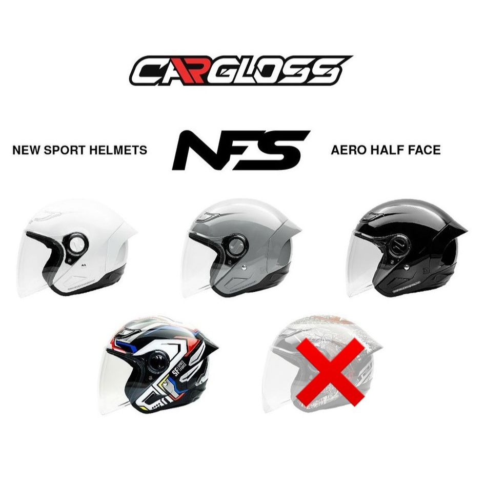 Jual HELM NFS CARGLOSS TERBARU ORIGINAL HELM HALF FACE | Shopee Indonesia