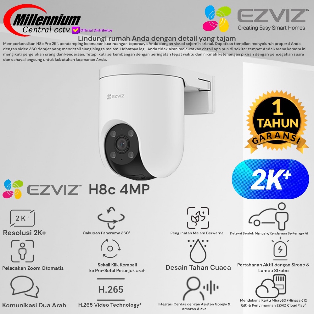 Jual Ezviz H8c 2K+ 4MP Pro IP Camera CCTV Pan & Tilt Wi-Fi Camera | Shopee Indonesia