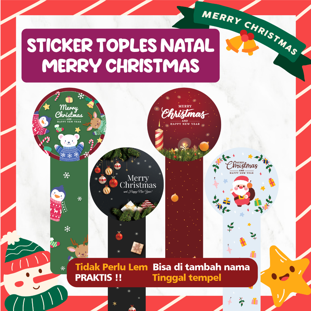 Jual [39 Pcs] Stiker Toples Merry Christmas Natal Cocok untuk Hampers ...