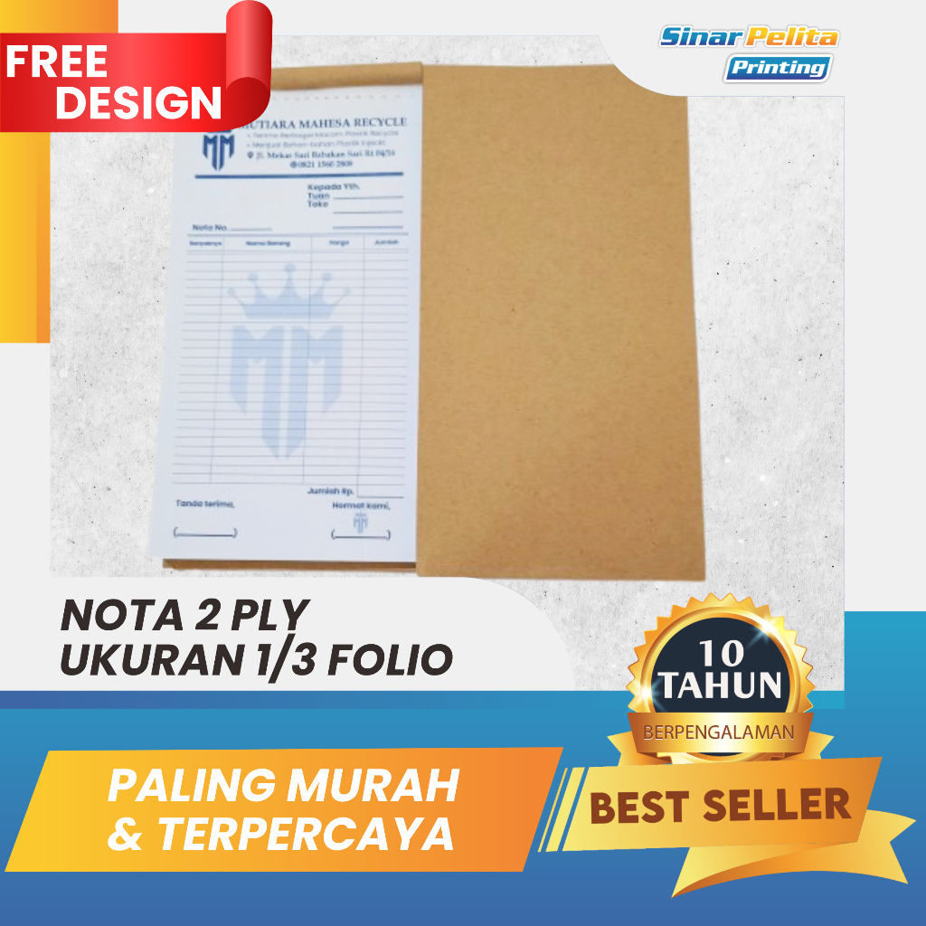 Jual GRATIS DESAIN Nota ukuran 1/3 folio 2 ply | Shopee Indonesia