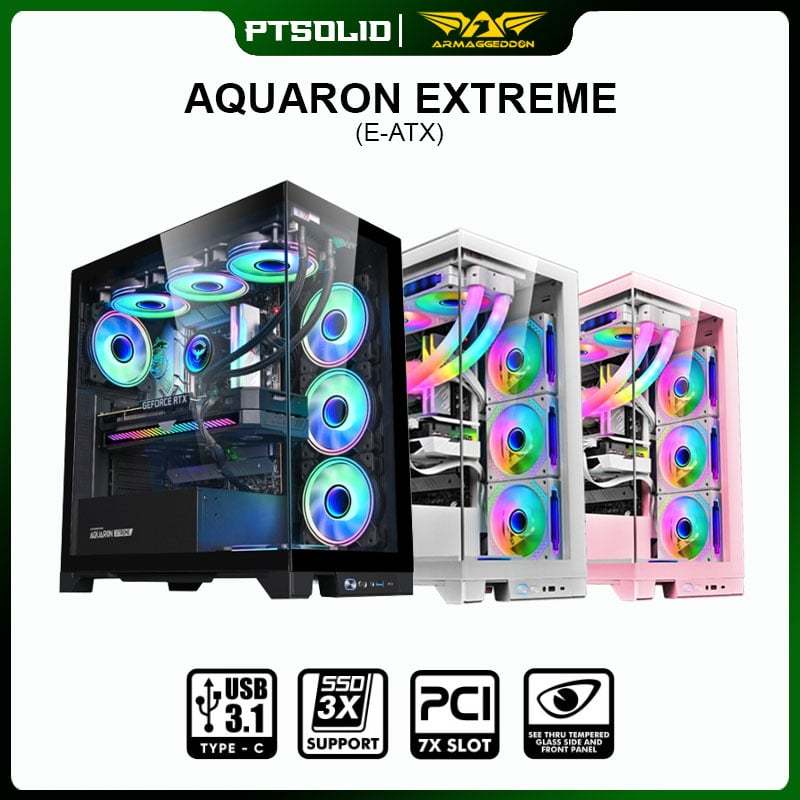 Jual Casing Gaming Rakitan Armaggeddon Aquaron Xtreme E-ATX | Front & Side Panel | Shopee Indonesia