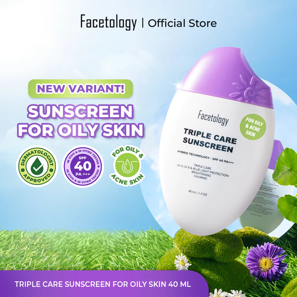 Jual Facetology Triple Care Sunscreen For Acne & Oily Skin SPF 40 PA ...