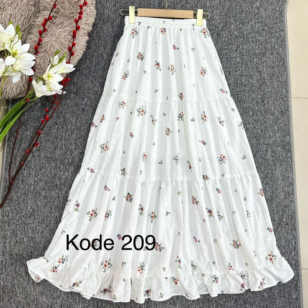 Jual ROK RUFFLE WANITA | ROK WANITA MOTIF PANJANG 95CM | Shopee Indonesia