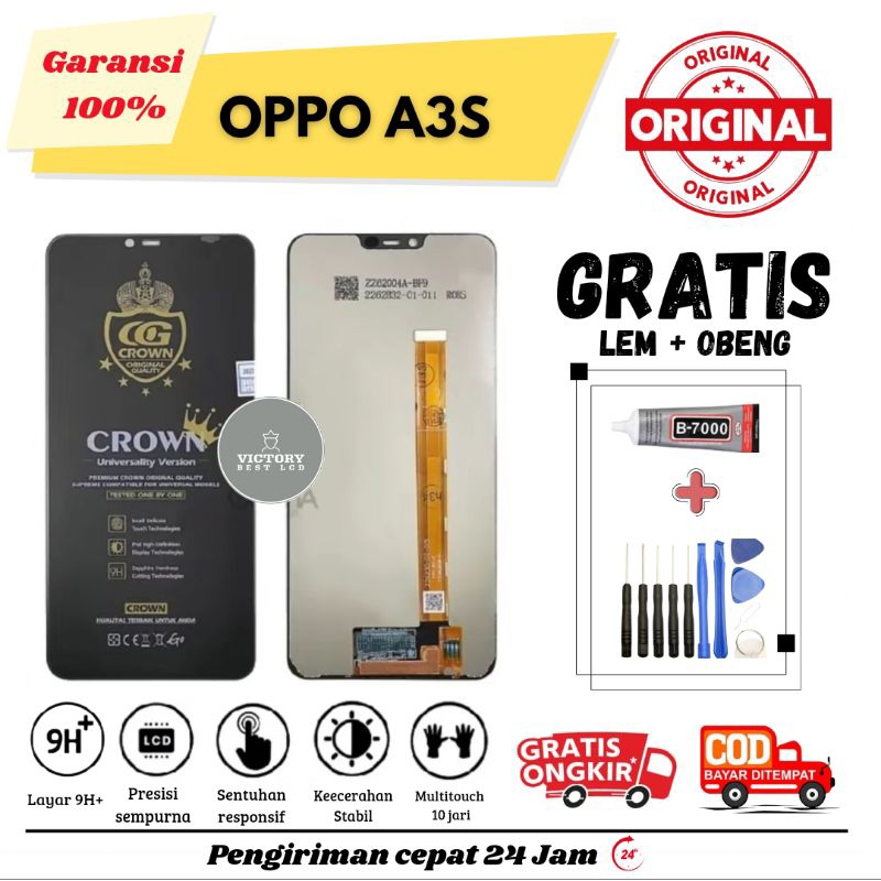Jual Lcd OPPO A3S GRATIS lem + Obeng Touchscreen Original Fullset CROWN | Shopee Indonesia