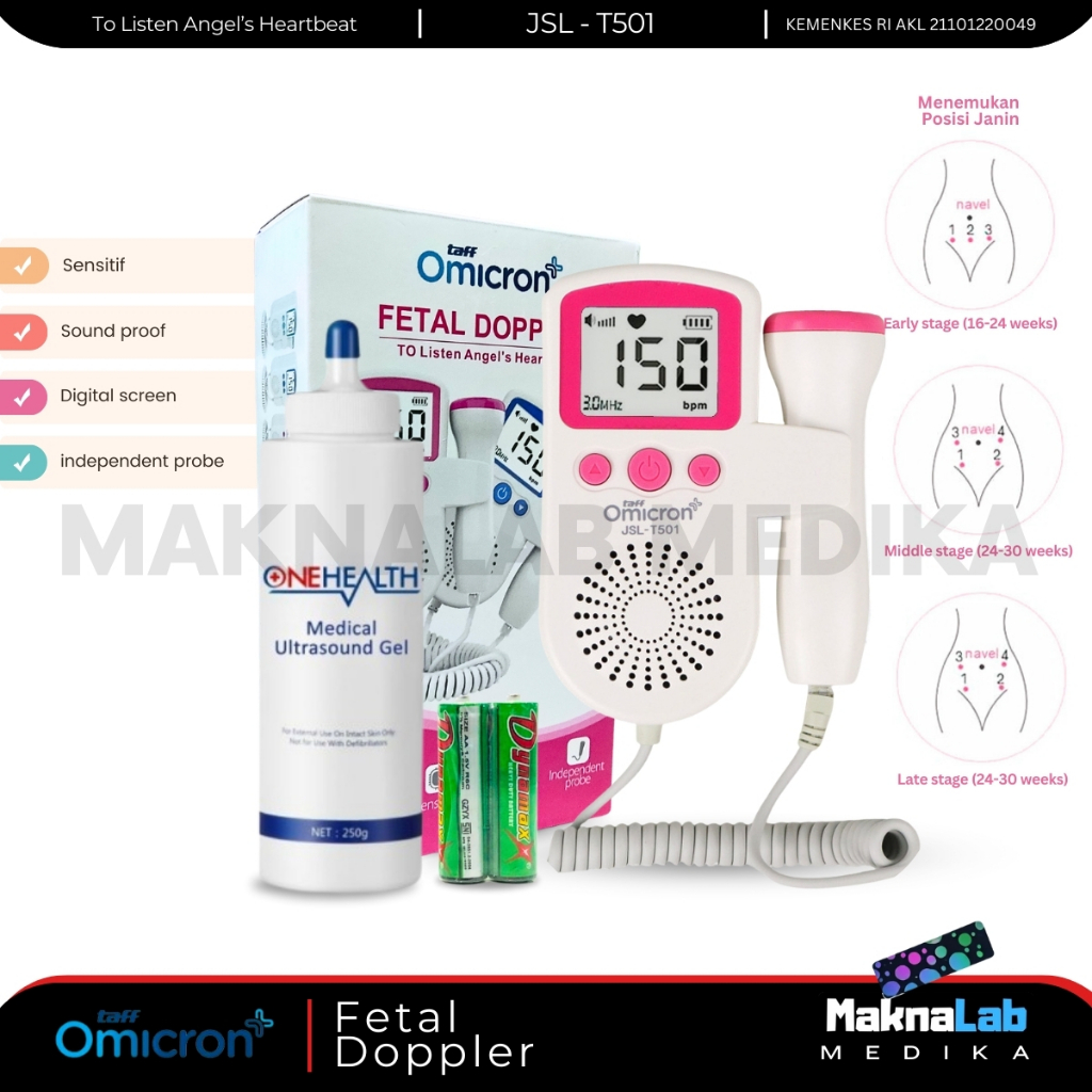 Jual Paket Doppler Detak Jantung Bayi Fetal Doppler 3.0MHz Fetal ...