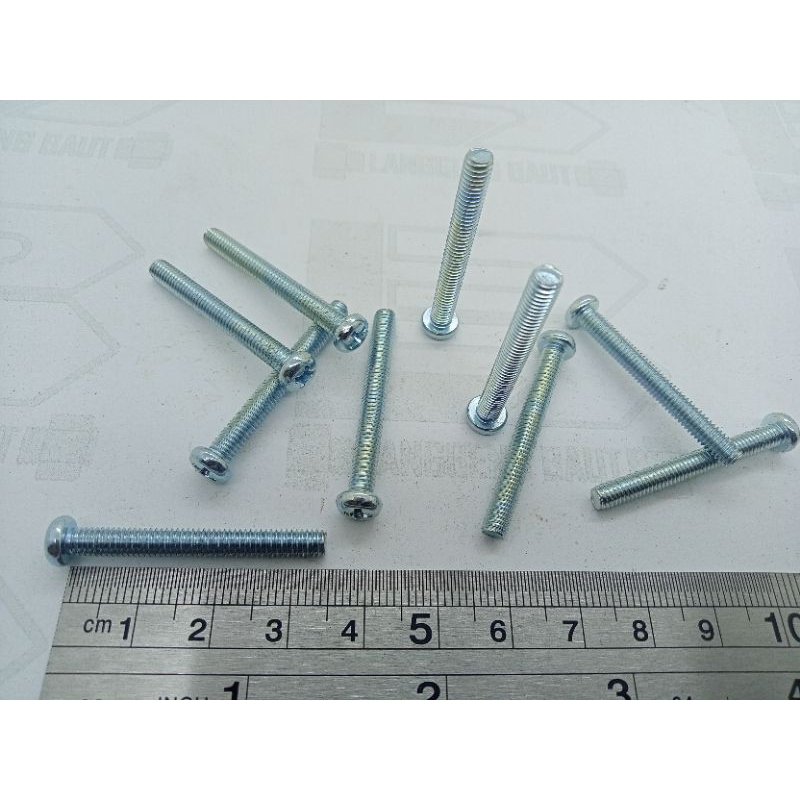 Jual 10 Pcs Baut JP M4x35 / Baut Obeng Plus Kepala Bulat 4mm Panjang 3,5cm | Shopee Indonesia