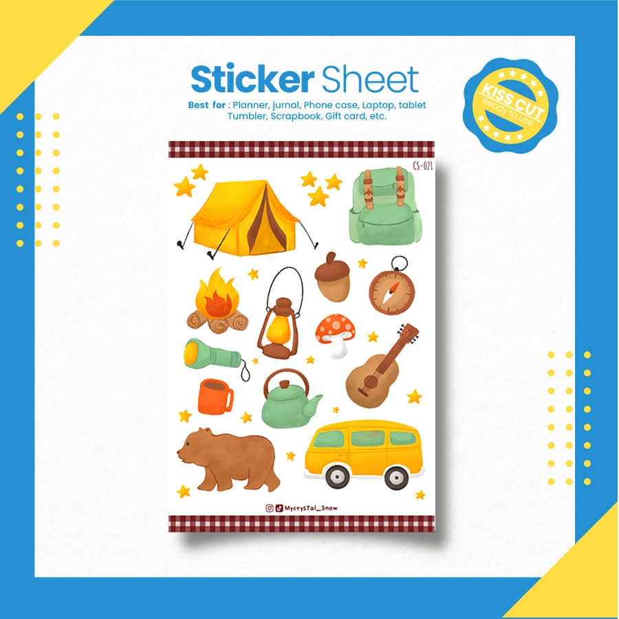Jual Stiker Tema Camping | CampingTheme Sticker Sheet [CS-021] | Shopee ...