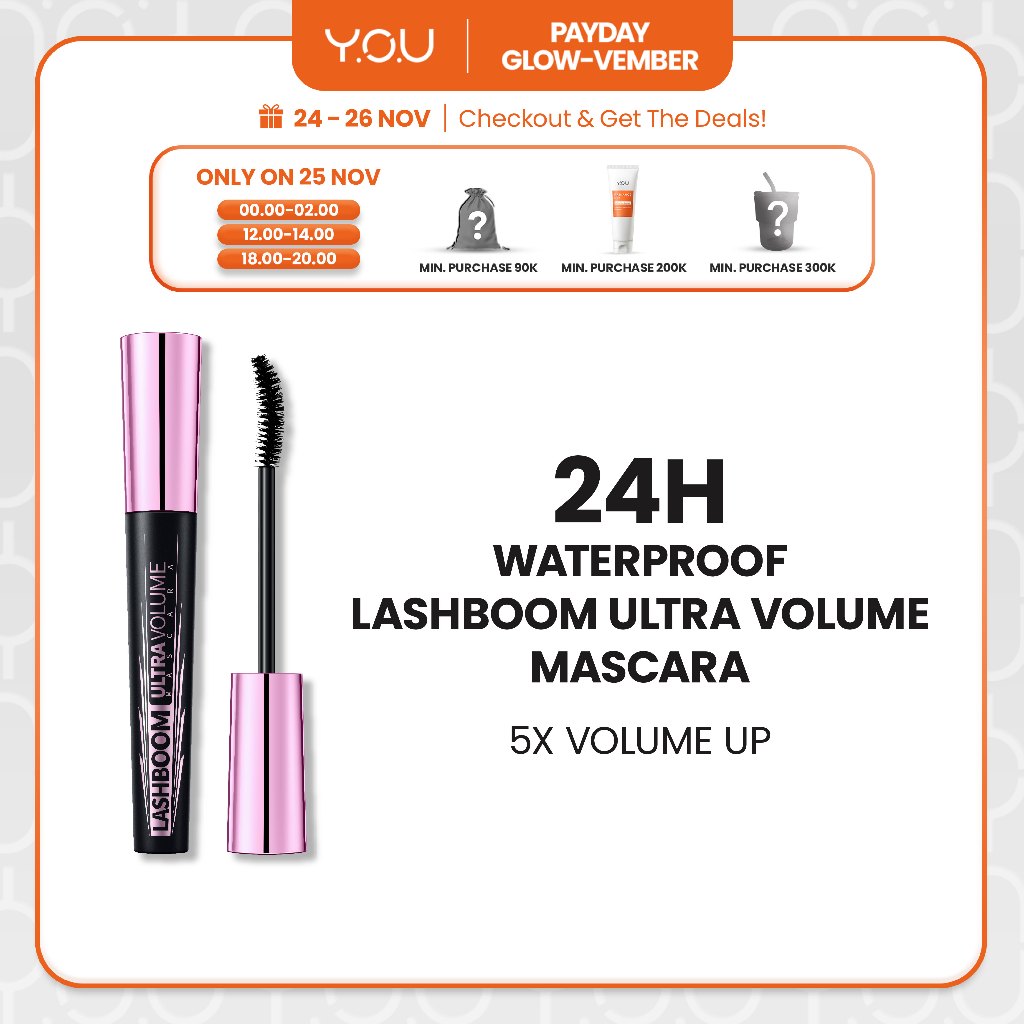 Jual YOU Lashboom Ultra Volume Mascara Maskara Waterproof Tahan 24 Jam ...