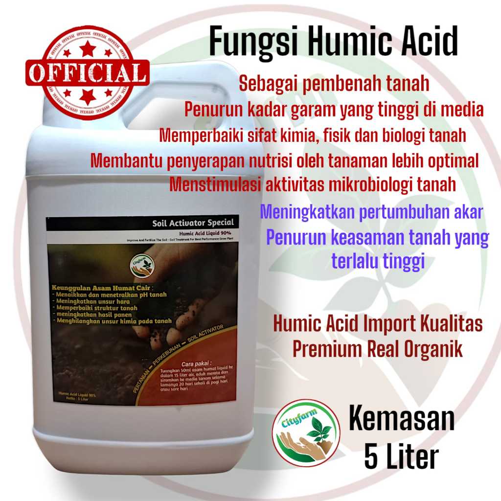 Jual Pupuk Asam Humat Cair Spesial Soil Activator Humic Acid Import Premium 5 Liter | Shopee ...